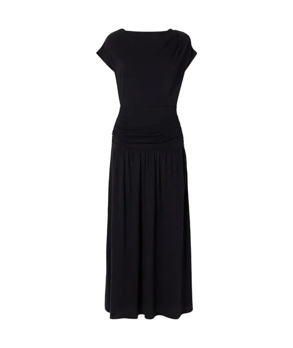 LA LIGNE Milla Draped Cotton-blend Jersey Maxi Dress - Black
