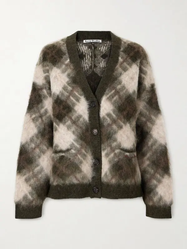 Acne Studios Katch Intarsia Mohair Wool-blend Cardigan - Neutrals