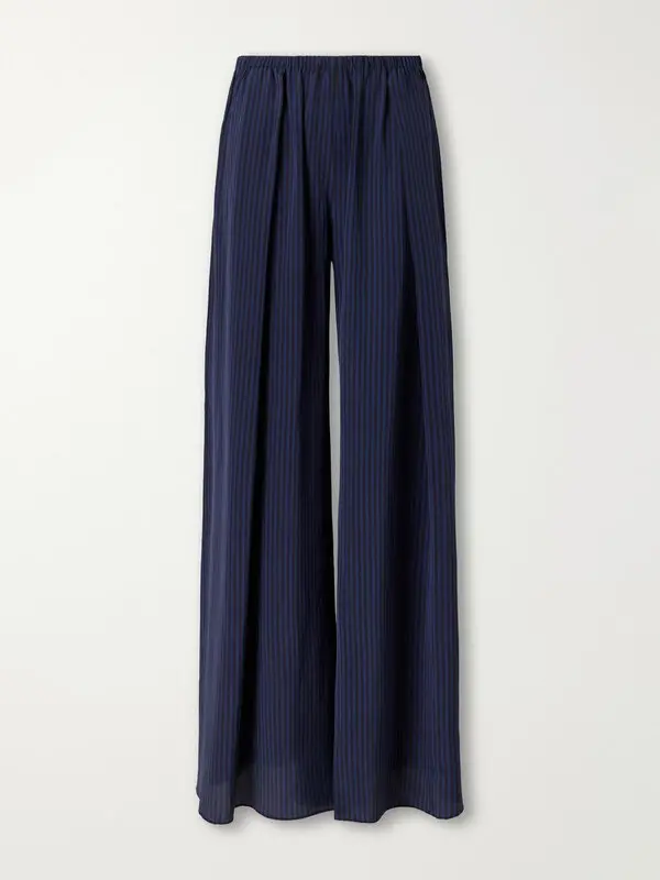 LA LIGNE Striped Silk-satin Wide-leg Pants