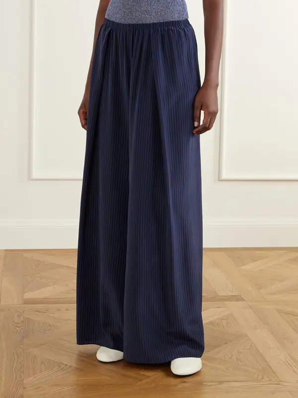 LA LIGNE Striped Silk-satin Wide-leg Pants
