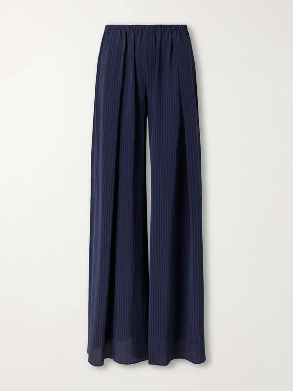 LA LIGNE Striped Silk-satin Wide-leg Pants