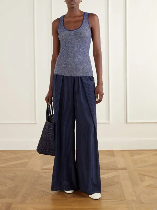 LA LIGNE Striped Silk-satin Wide-leg Pants