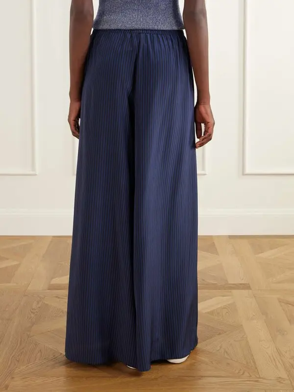 LA LIGNE Striped Silk-satin Wide-leg Pants