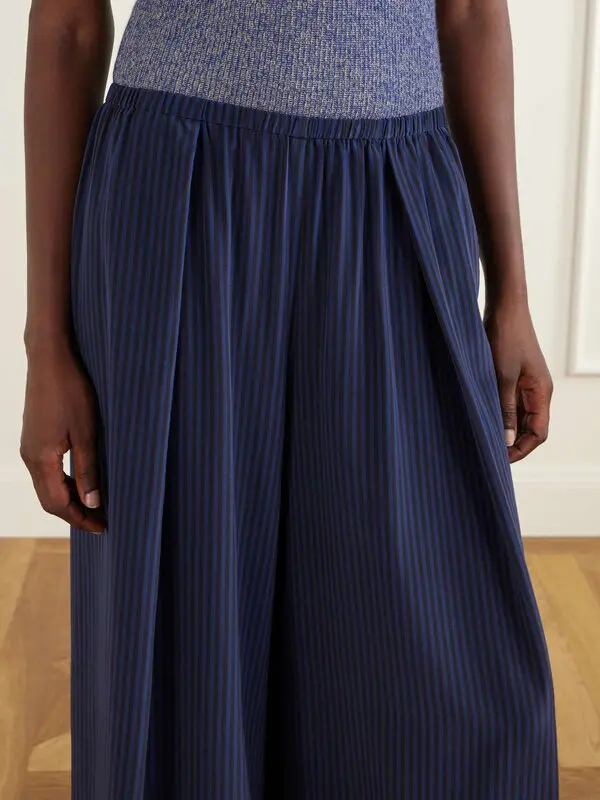 LA LIGNE Striped Silk-satin Wide-leg Pants