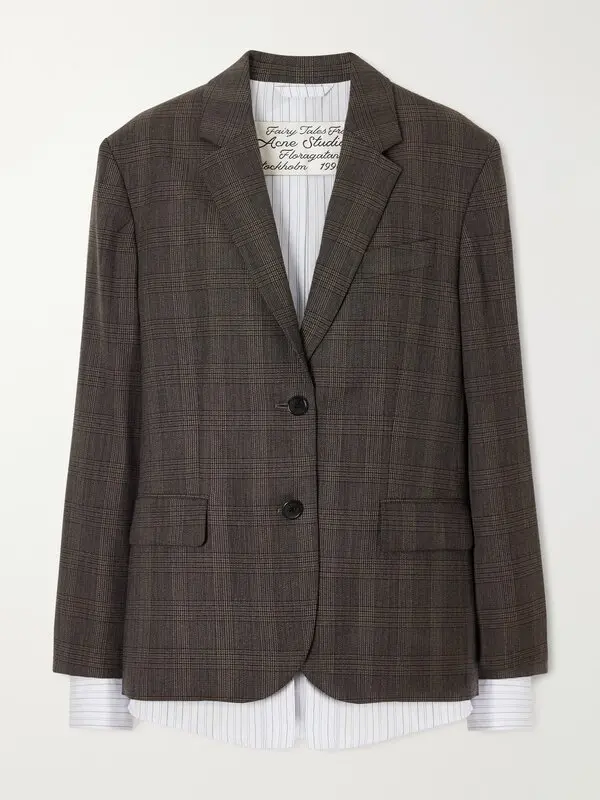 Acne Studios Layered Checked Wool-blend Blazer - Brown
