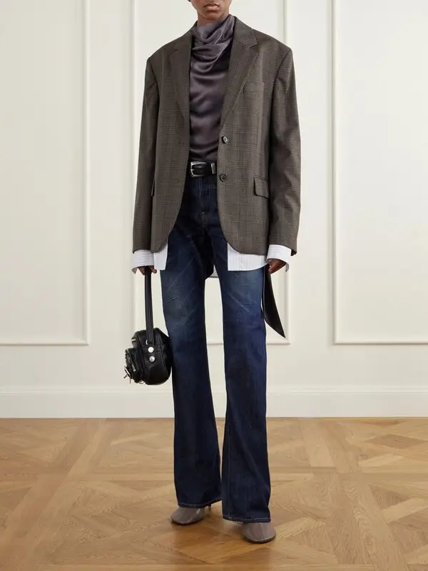 Acne Studios Layered Checked Wool-blend Blazer - Brown