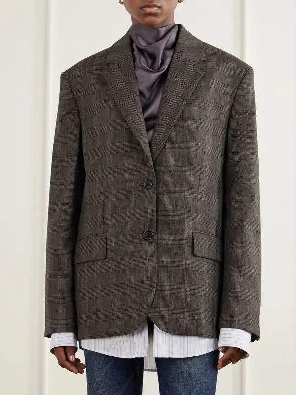 Acne Studios Layered Checked Wool-blend Blazer - Brown