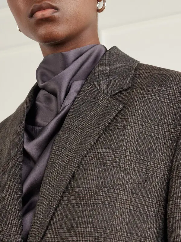 Acne Studios Layered Checked Wool-blend Blazer - Brown
