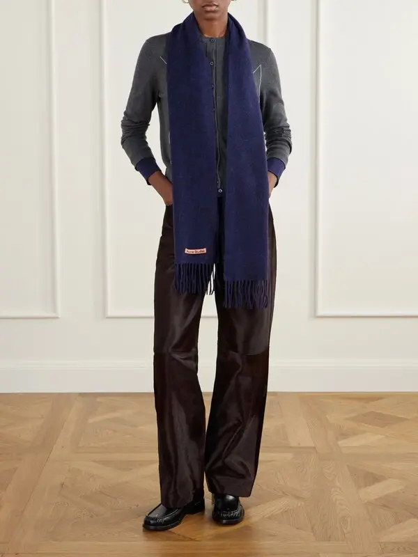 Acne Studios Fringed Wool Scarf - Blue