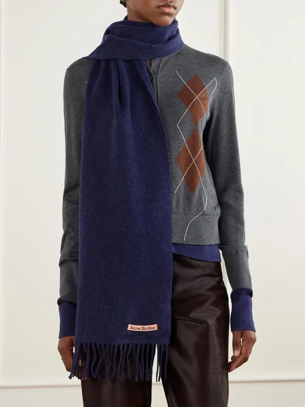 Acne Studios Fringed Wool Scarf - Blue