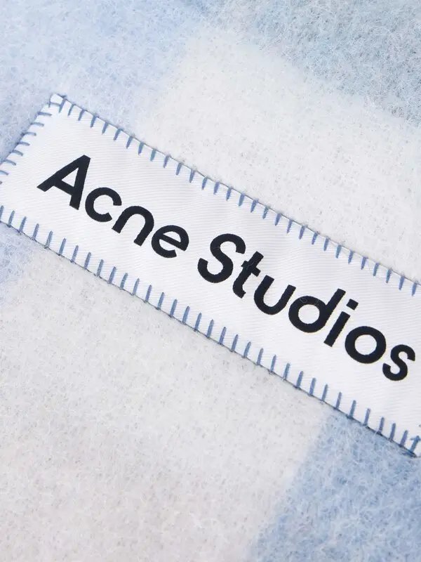 Acne Studios Fringed Checked Brushed-knit Scarf