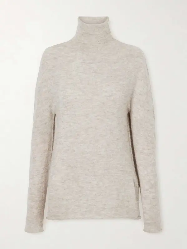 LAUREN MANOOGIAN Bottle Funnel Baby Alpaca Wool-blend Turtleneck Sweater - Beige