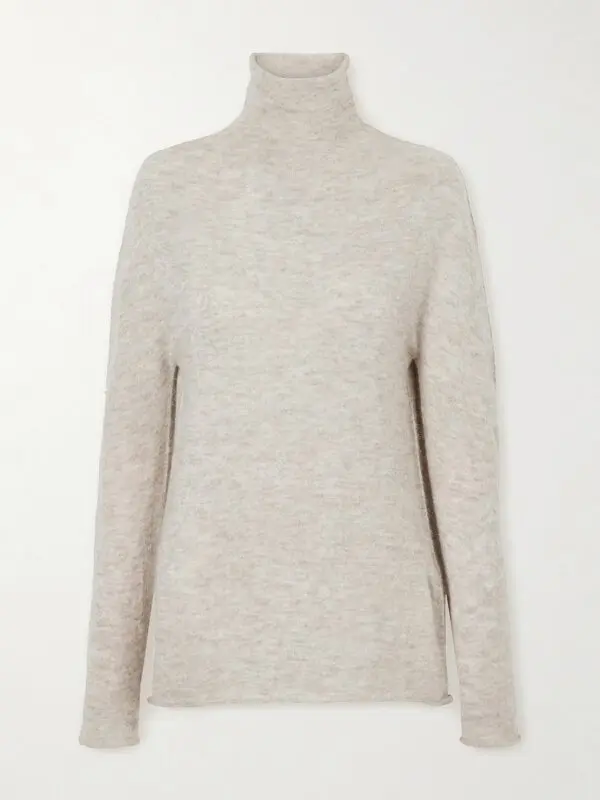LAUREN MANOOGIAN Bottle Funnel Baby Alpaca Wool-blend Turtleneck Sweater - Neutrals