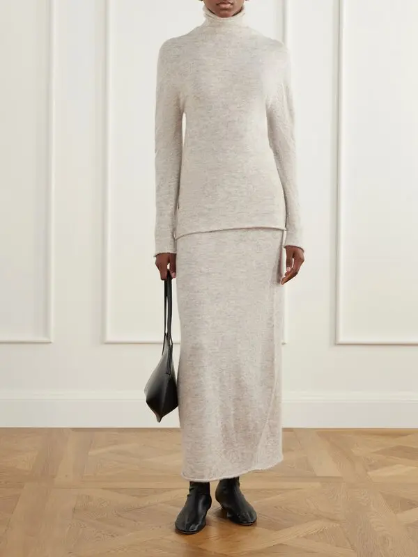 LAUREN MANOOGIAN Bottle Funnel Baby Alpaca Wool-blend Turtleneck Sweater - Neutrals