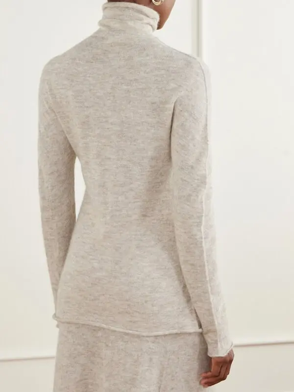LAUREN MANOOGIAN Bottle Funnel Baby Alpaca Wool-blend Turtleneck Sweater - Neutrals
