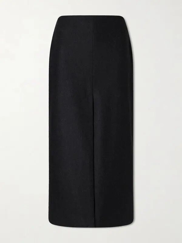 NILI LOTAN Mariha Wool-twill Midi Skirt - Gray