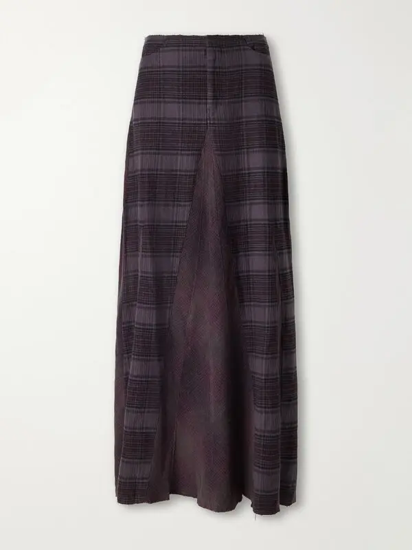 Our Legacy Rebel Checked Cotton-flannel Maxi Skirt - Purple