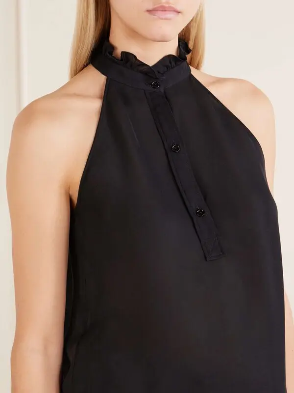 NILI LOTAN Daniella Halter Silk-georgette Blouse