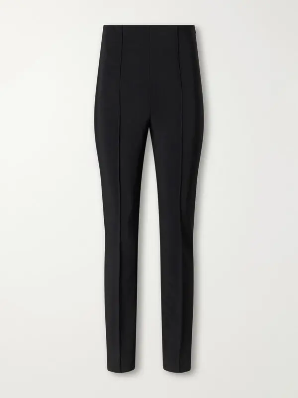 RÓHE Pintucked Grain De Poudre Slim-fit Pants - Black