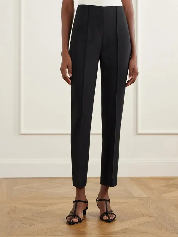 RÓHE Pintucked Grain De Poudre Slim-fit Pants