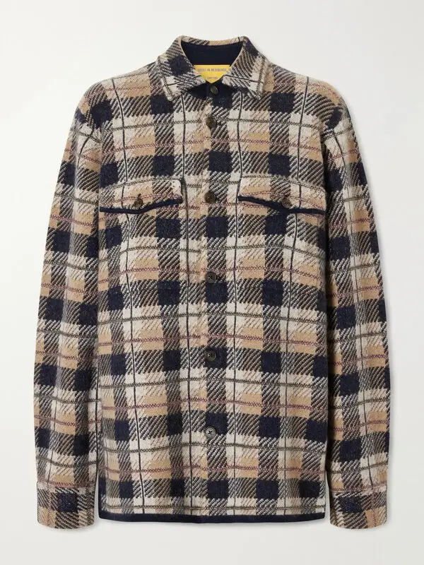 Guest In Residence Checked Cashmere Cardigan - Brown