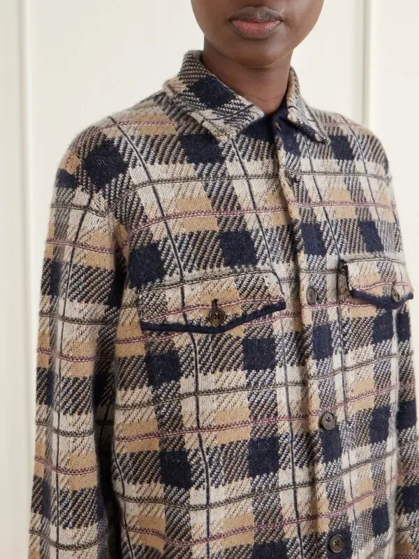 Guest In Residence Checked Cashmere Cardigan