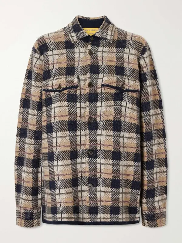 Guest In Residence Checked Cashmere Cardigan - Camel