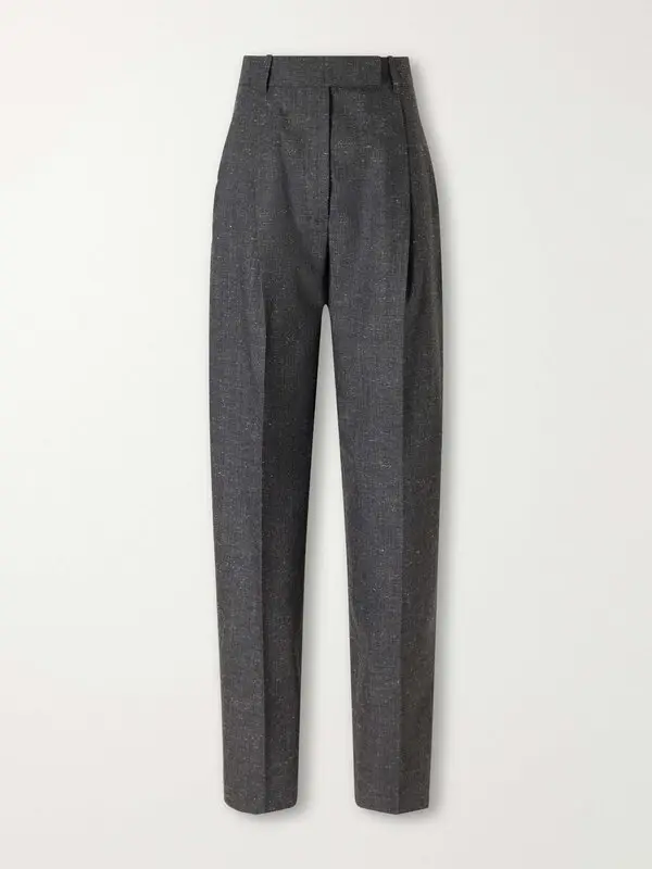 RÓHE Daria Pleated Wool-blend Straight-leg Pants
