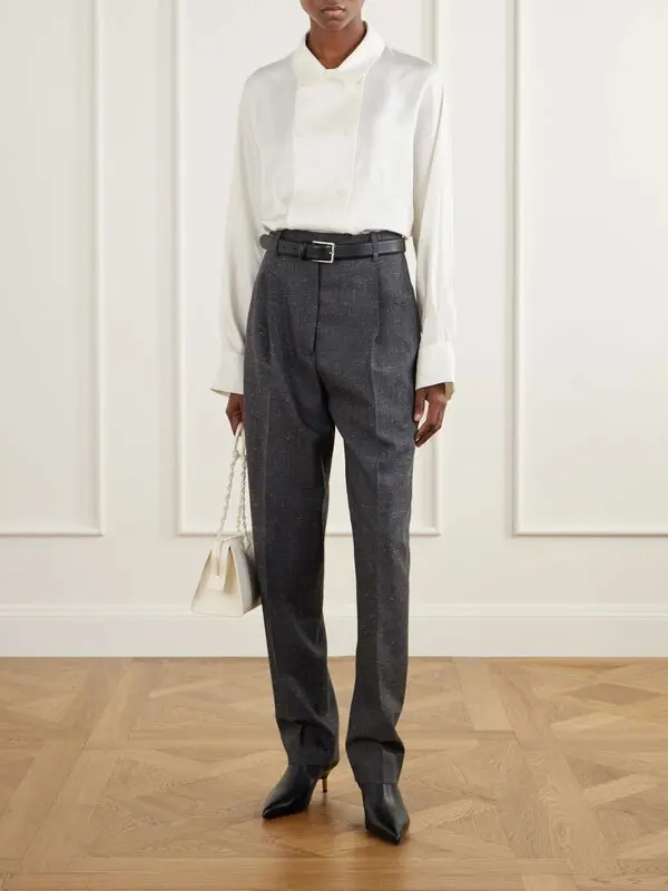RÓHE Daria Pleated Wool-blend Straight-leg Pants