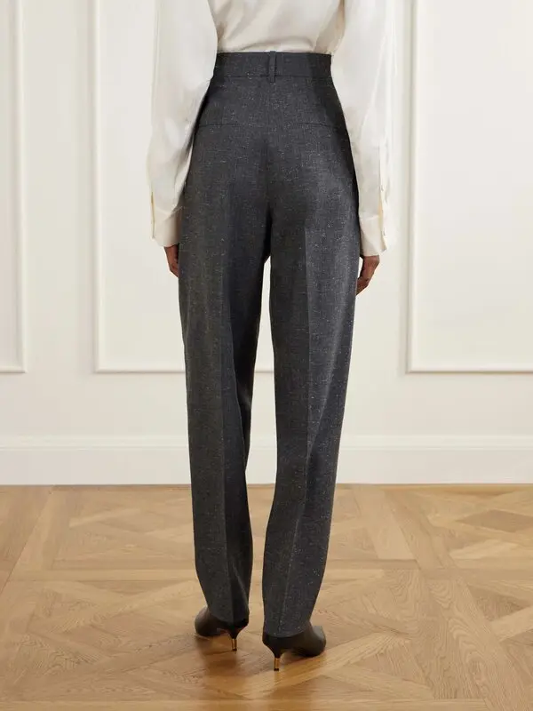 RÓHE Daria Pleated Wool-blend Straight-leg Pants
