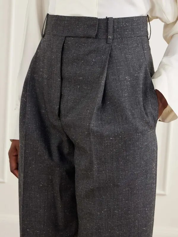 RÓHE Daria Pleated Wool-blend Straight-leg Pants
