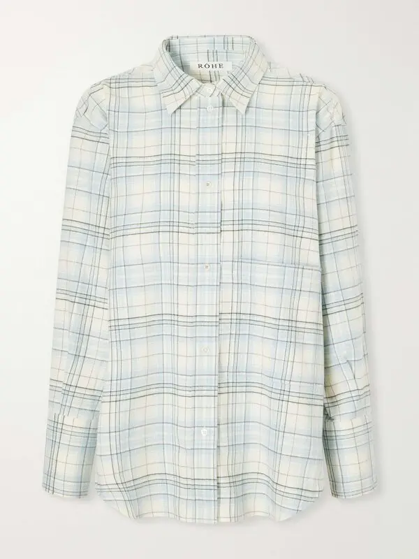 RÓHE Checked Cotton-flannel Shirt - Beige