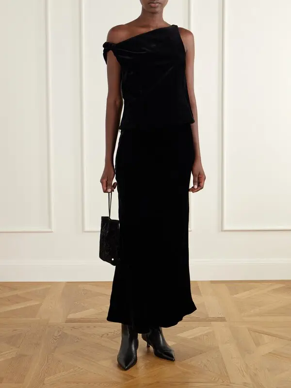 RÓHE Draped Cotton-velvet Top