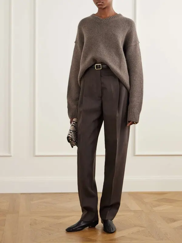 RÓHE Daria Pleated Virgin Wool Straight-leg Pants