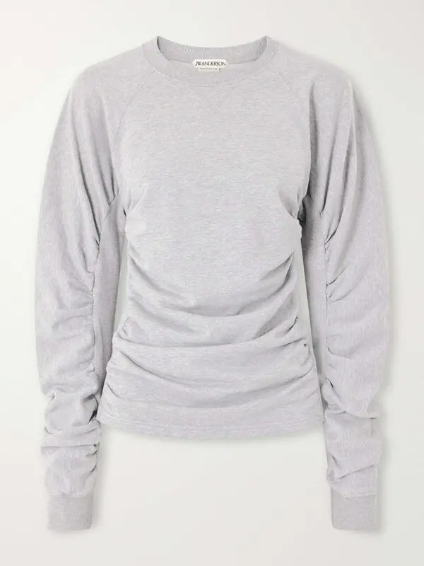 JW Anderson Ruched Sleeve Cotton-jersey Sweatshirt