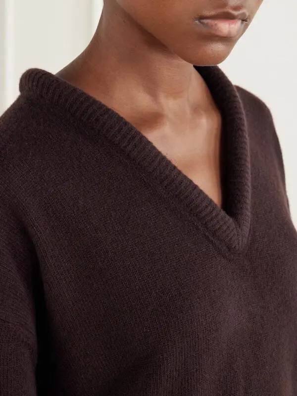 Acne Studios Layered Striped Poplin-trimmed Wool Sweater - Brown