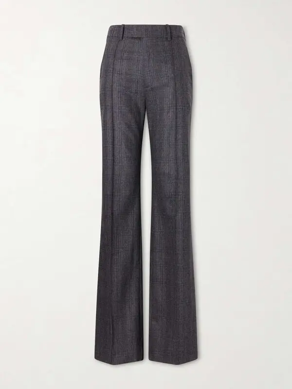 NILI LOTAN Etoile Pleated Wool And Cashmere-blend Straight-leg Pants - Gray