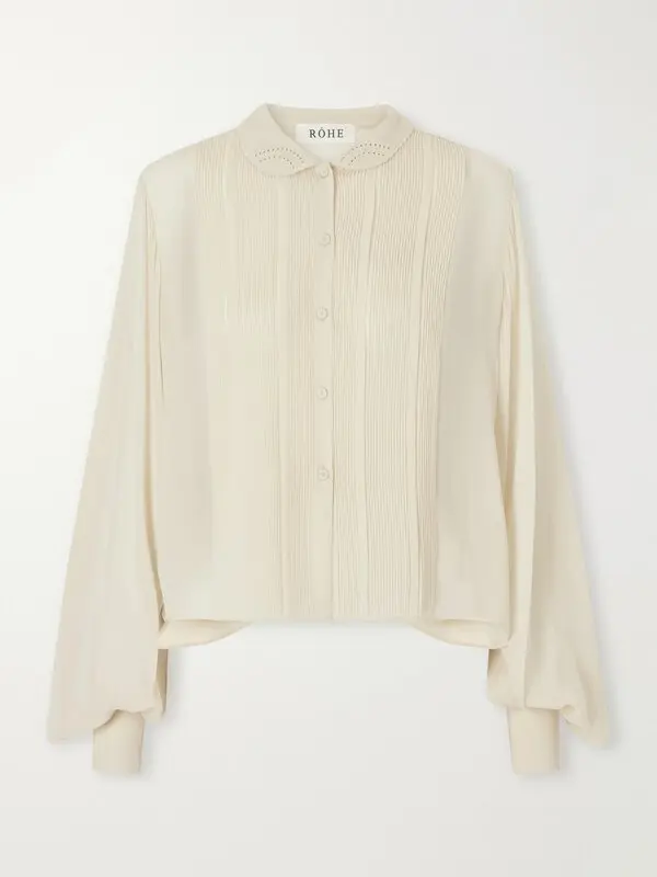 RÓHE Romantic Pintucked Silk-crepe De Chine Blouse