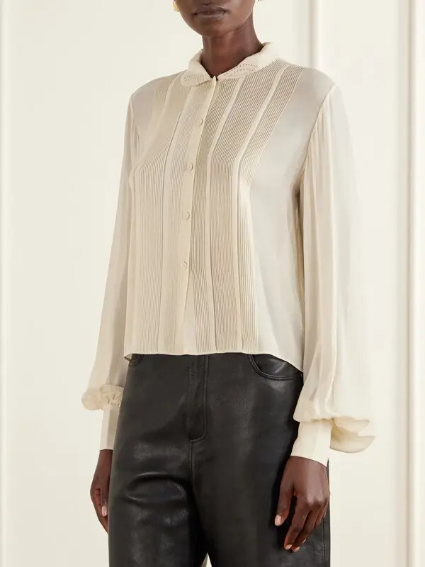 RÓHE Romantic Pintucked Silk-crepe De Chine Blouse