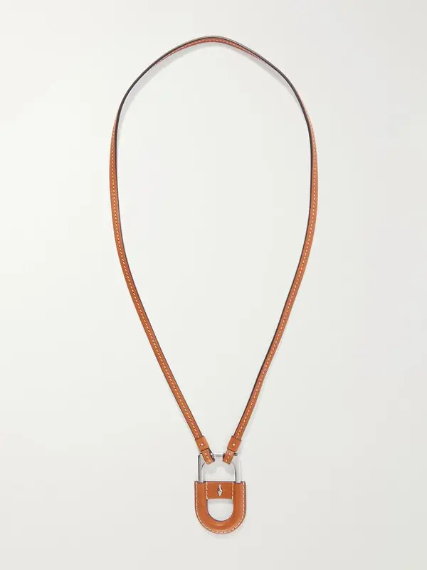JACQUES MARIE MAGE Bolin Embellished Leather And Metal Cord Necklace - Brown