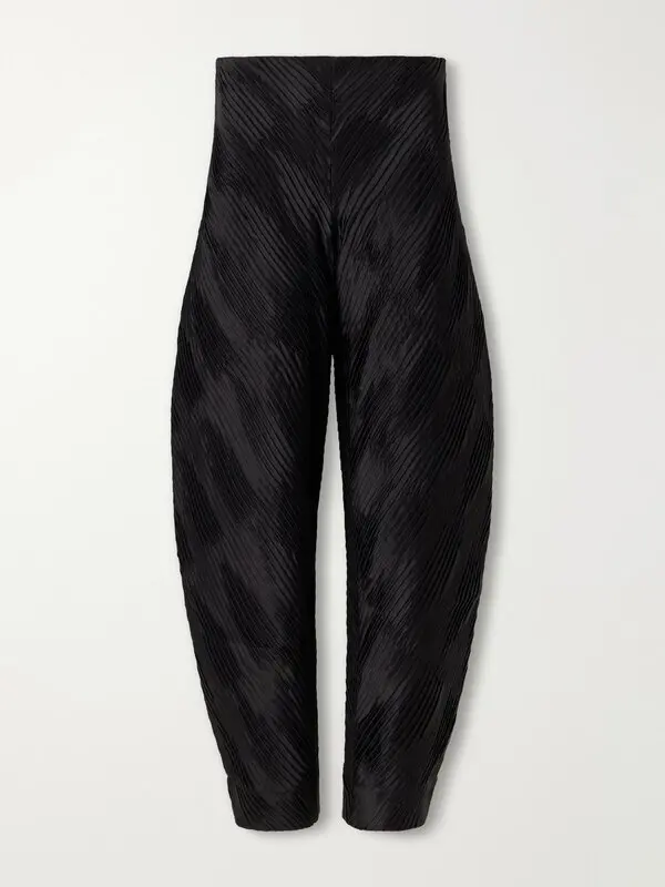RÓHE Plissé Satin Tapered Pants