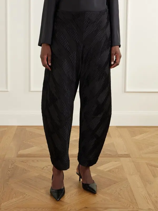 RÓHE Plissé Satin Tapered Pants