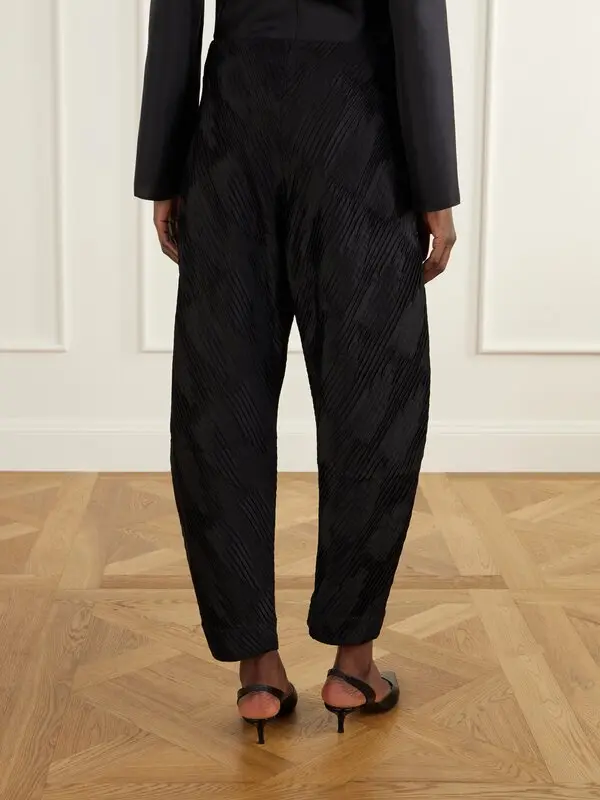 RÓHE Plissé Satin Tapered Pants