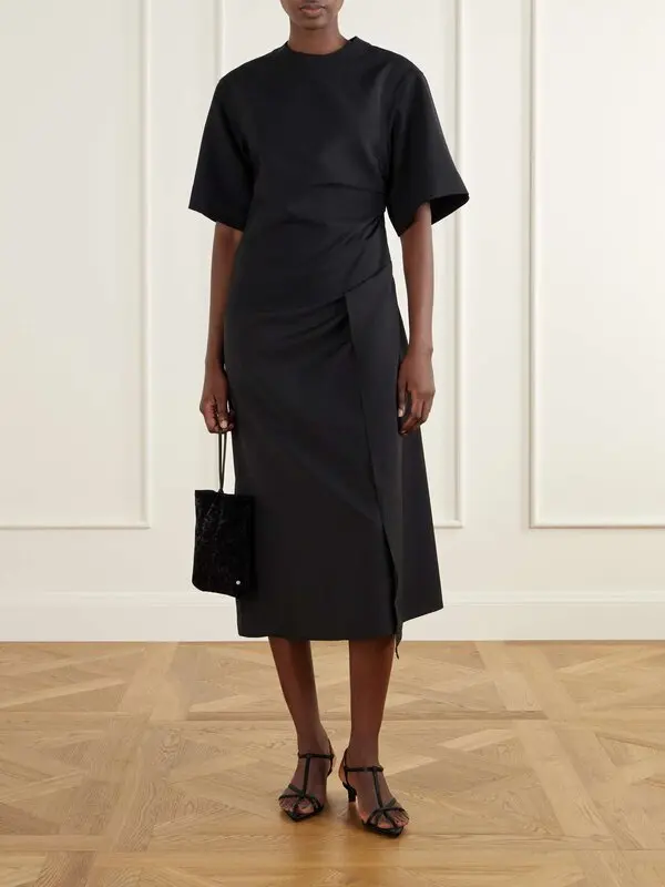 RÓHE Gathered Crepe Midi Dress
