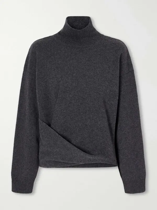 RÓHE Asymmetric Wool And Cashmere-blend Turtleneck Sweater - Dark Gray