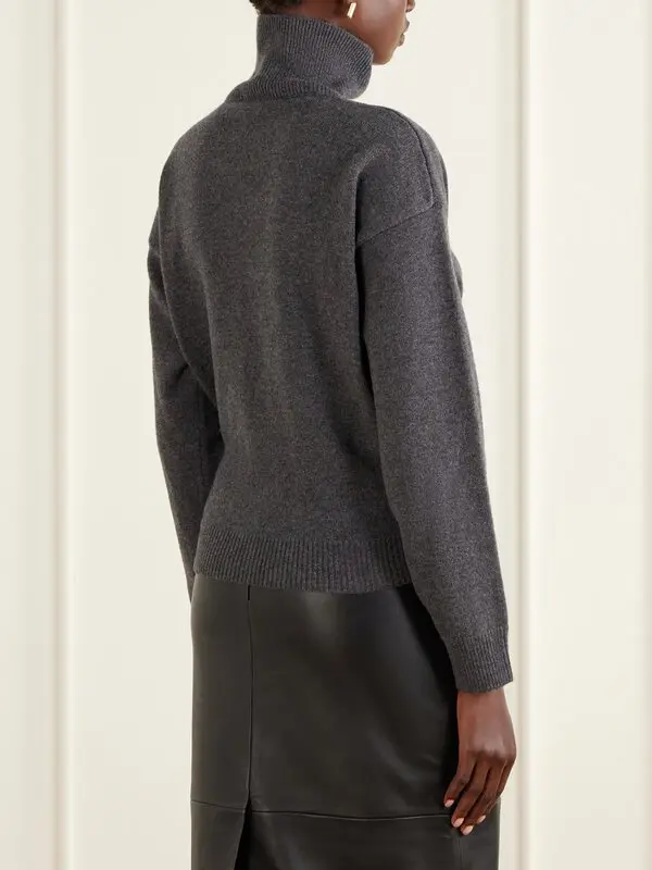 RÓHE Asymmetric Wool And Cashmere-blend Turtleneck Sweater - Gray