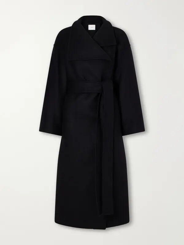 JOSEPH Fiore Belted Virgin Wool-blend Coat - Black