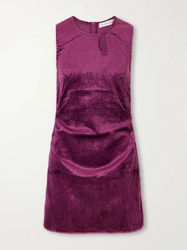 Christopher Esber Loophole Cotton-blend Corduroy Mini Dress - Purple
