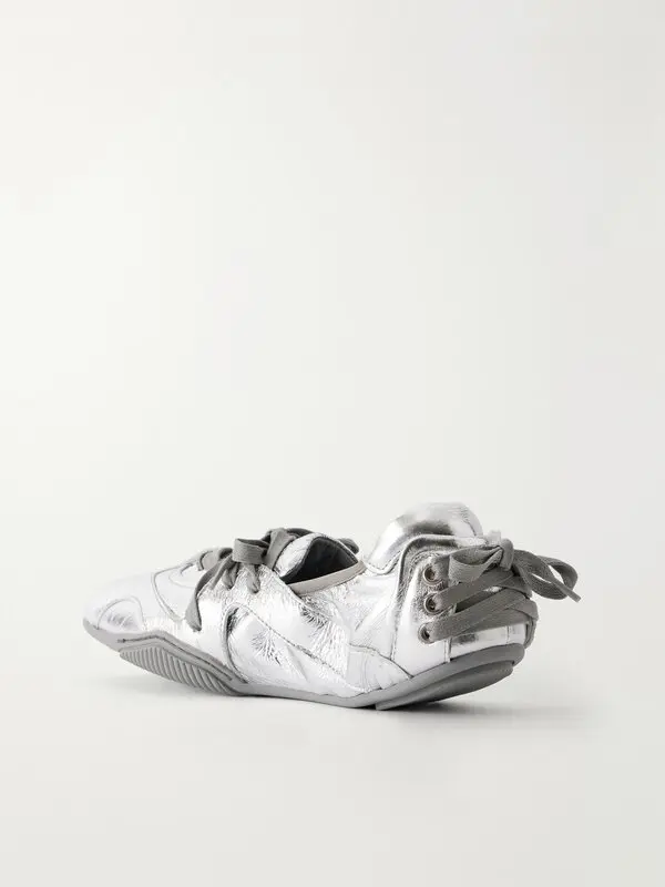 Acne Studios Lace-up Suede And Leather Ballet Flats