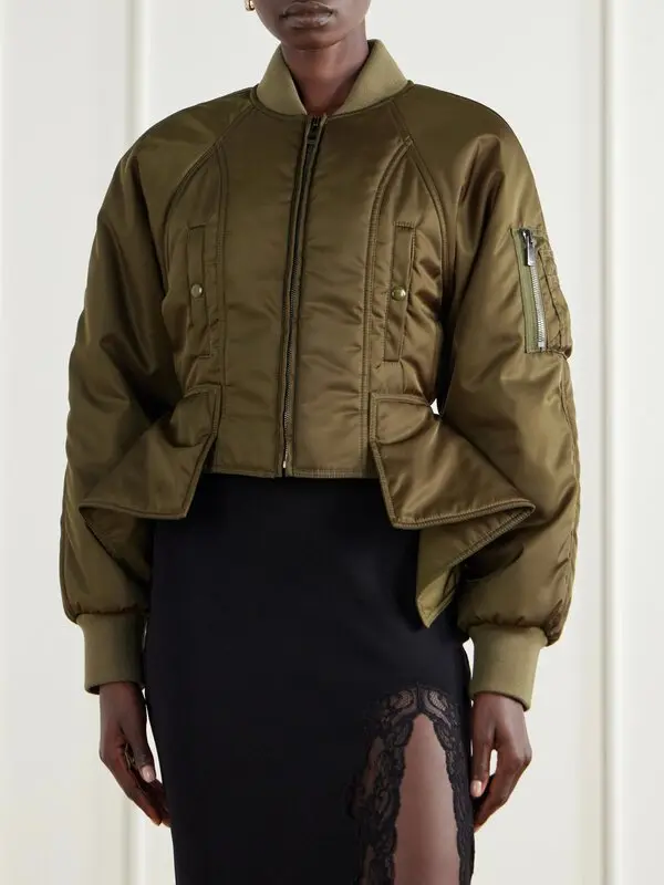 Balmain Paneled Cropped Satin Jacket